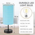 Cinkeda Table Lamp Blue Small Touch Control Bedside Lamps with USB ...