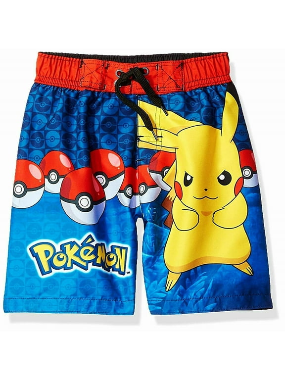 Pokemon Boys Bathing Suit Kids Pikachu Swim Trunks Size 5-6 Black ...