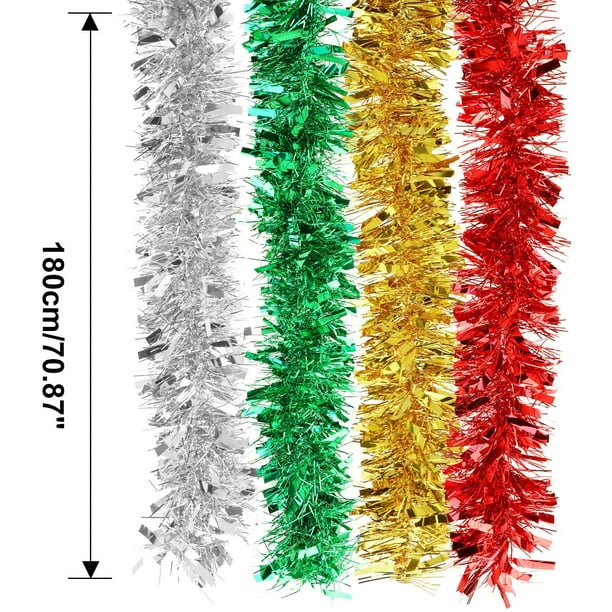 8 Pieces Christmas Tinsel Garland Glitter Metallic Star Twist Garland ...
