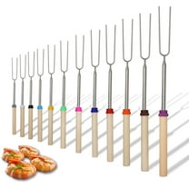 "Best 12 PACKS Marshmallow Roasting Sticks 32"" Set of 8 BBQ Skewers with Wooden Handle ...