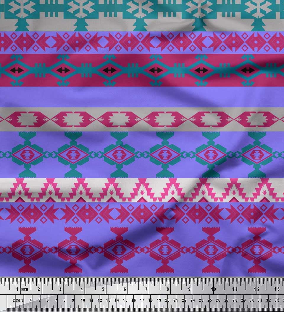 Soimoi Japan Crepe Satin Fabric Ikat Southwestern Print Fabric by The ...