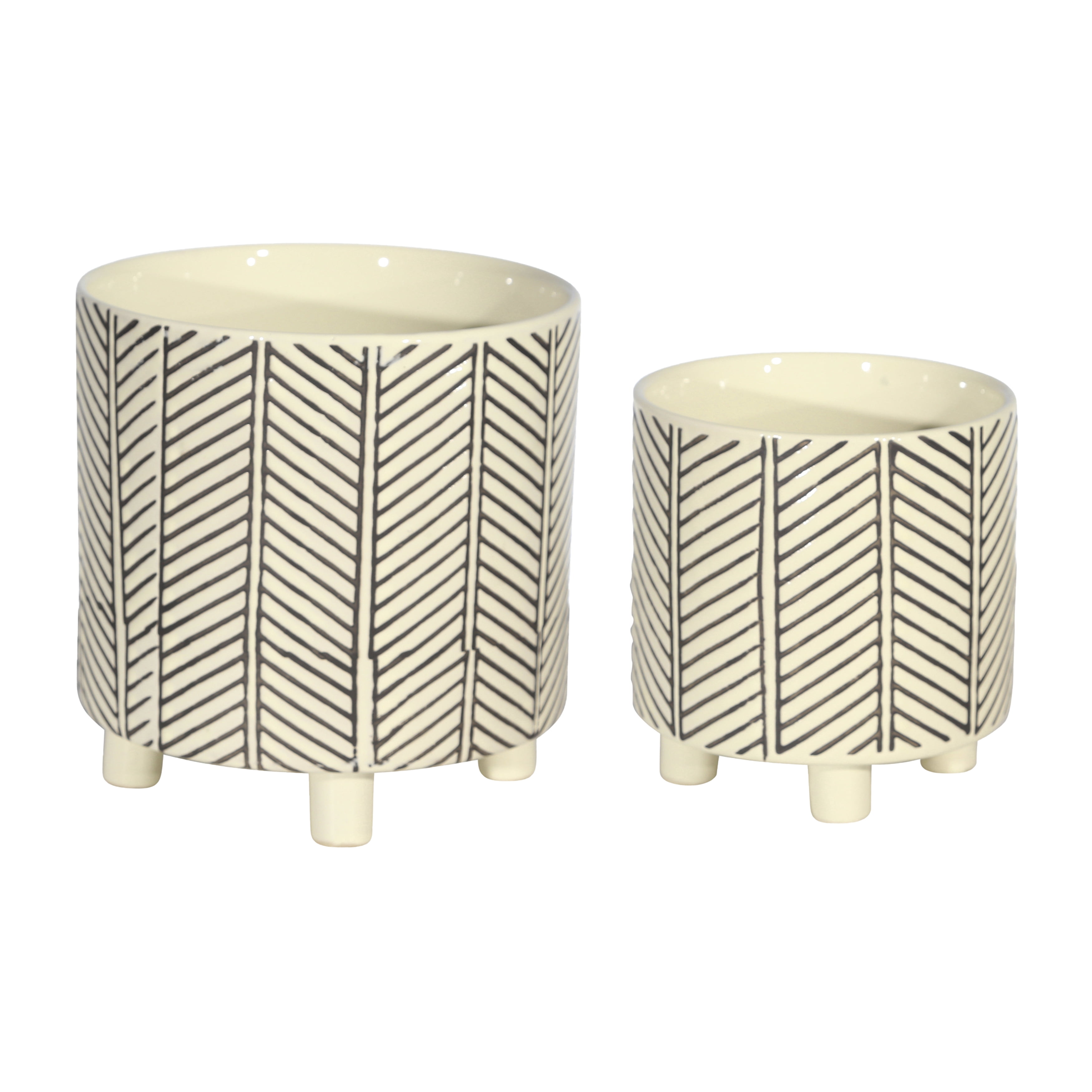 Sagebrook Home Set of 2 Footed Planters 9/6", Abstract White - Walmart.com