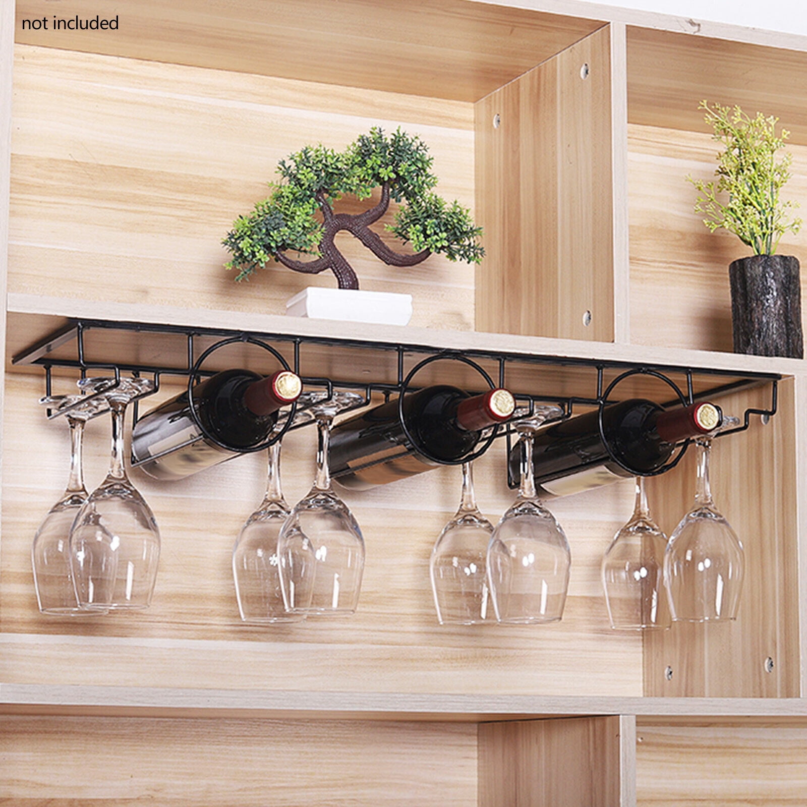 7 Slots Wine Rack Holder Kitchen Bar Wall Mounted Iron Bottle Wine Rack ...