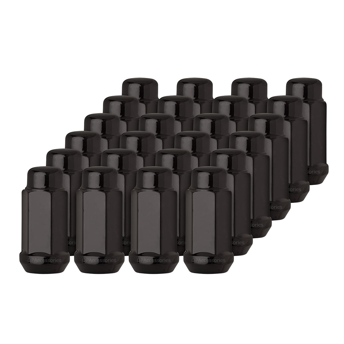 24 Black 14x1.5 Closed End XL Bulge Acorn Lug Nuts for Custom Wheels ...