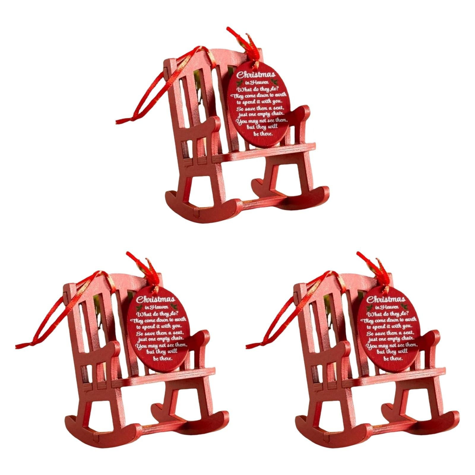 3x Christmas Rocking Chair Ornament Hanging with Tag Sign Christmas in ...