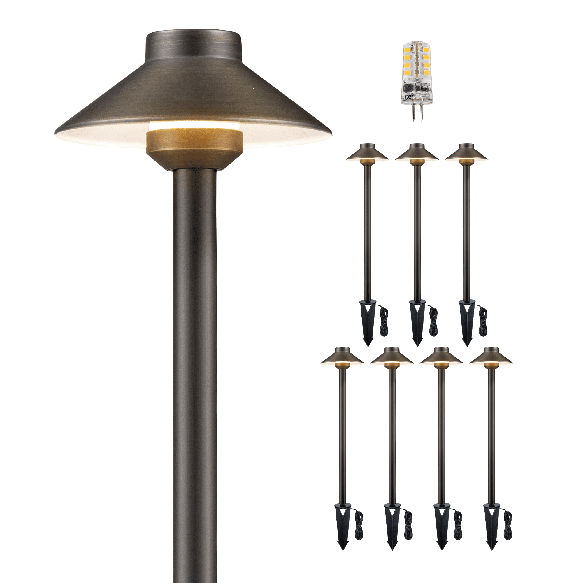 Gardenreet Brass Pathway Lights, Low Voltage LED Landscape Path Lights ...