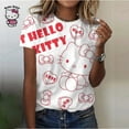 Hello Kitty Cartoon Print T Shirt Women Kawaii Graphic Shirts Casual
