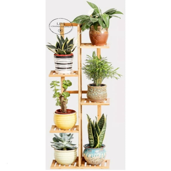 Bamboo 5 Tier 6 Potted Plant Stand Rack Multiple Flower Pot Holder ...