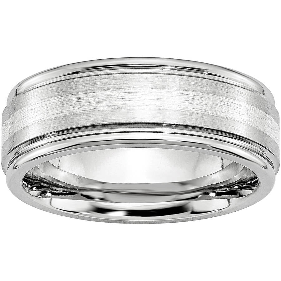 Cobalt Sterling Silver Inlay Satin and Polished 8mm Band - Walmart.com