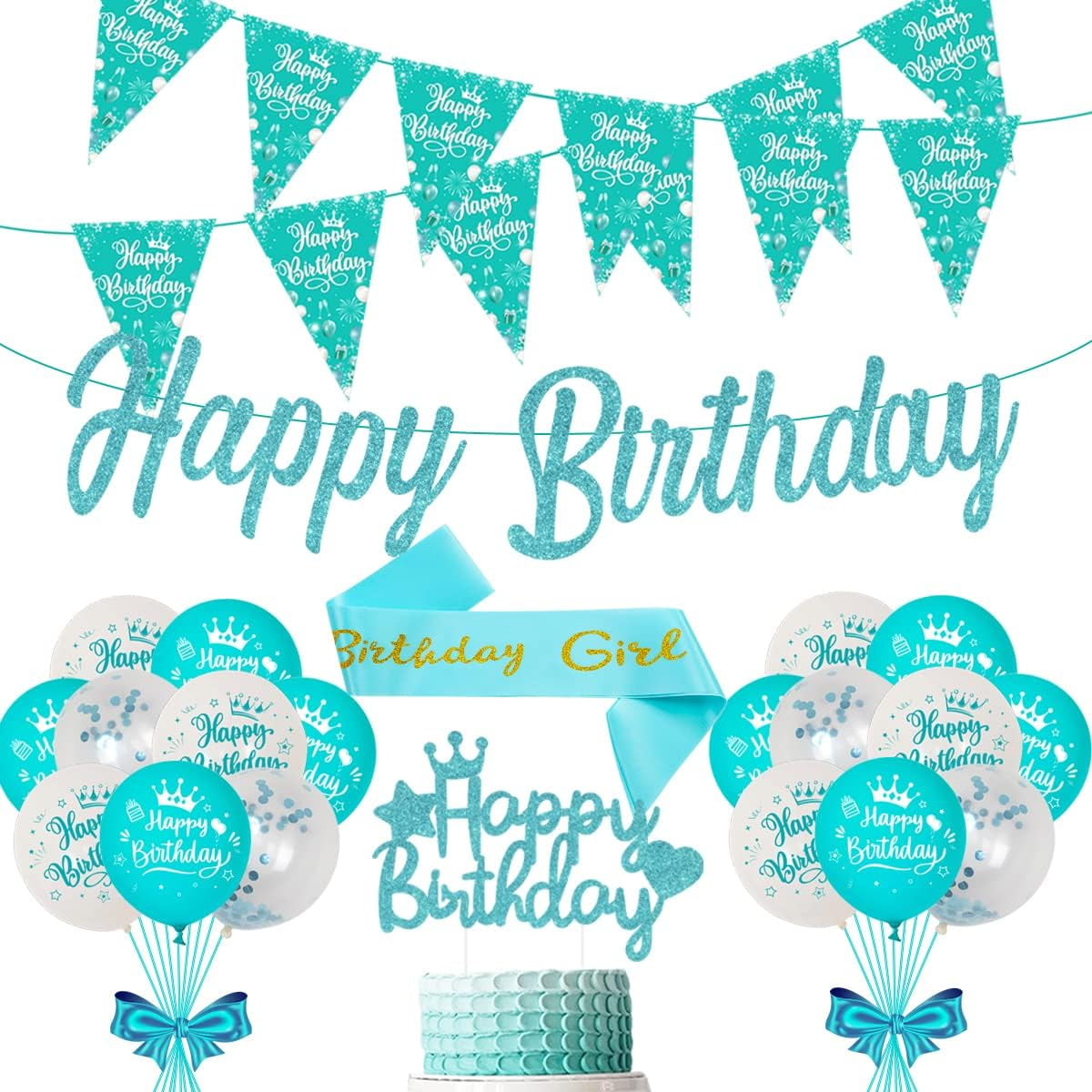 Teal Birthday Party Decorations Turquoise Birthday Decorations for ...