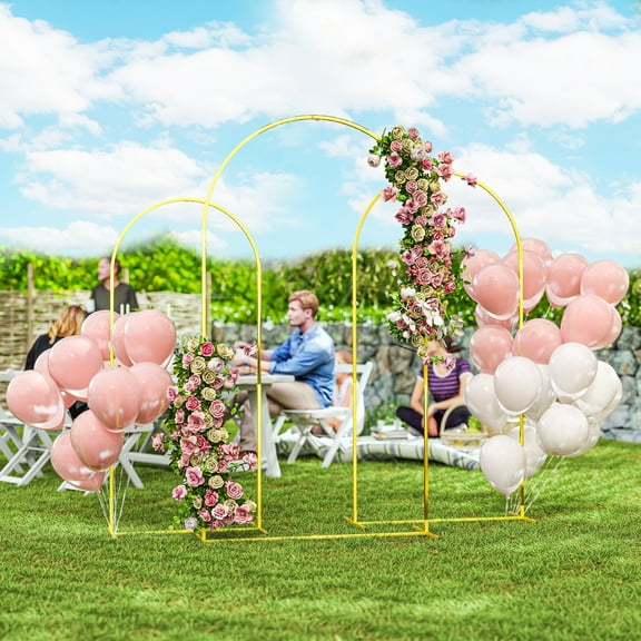 Outsunny Metal Arch Backdrop Stand Set of 3, 7/6.5/6 ft Wedding Arch ...