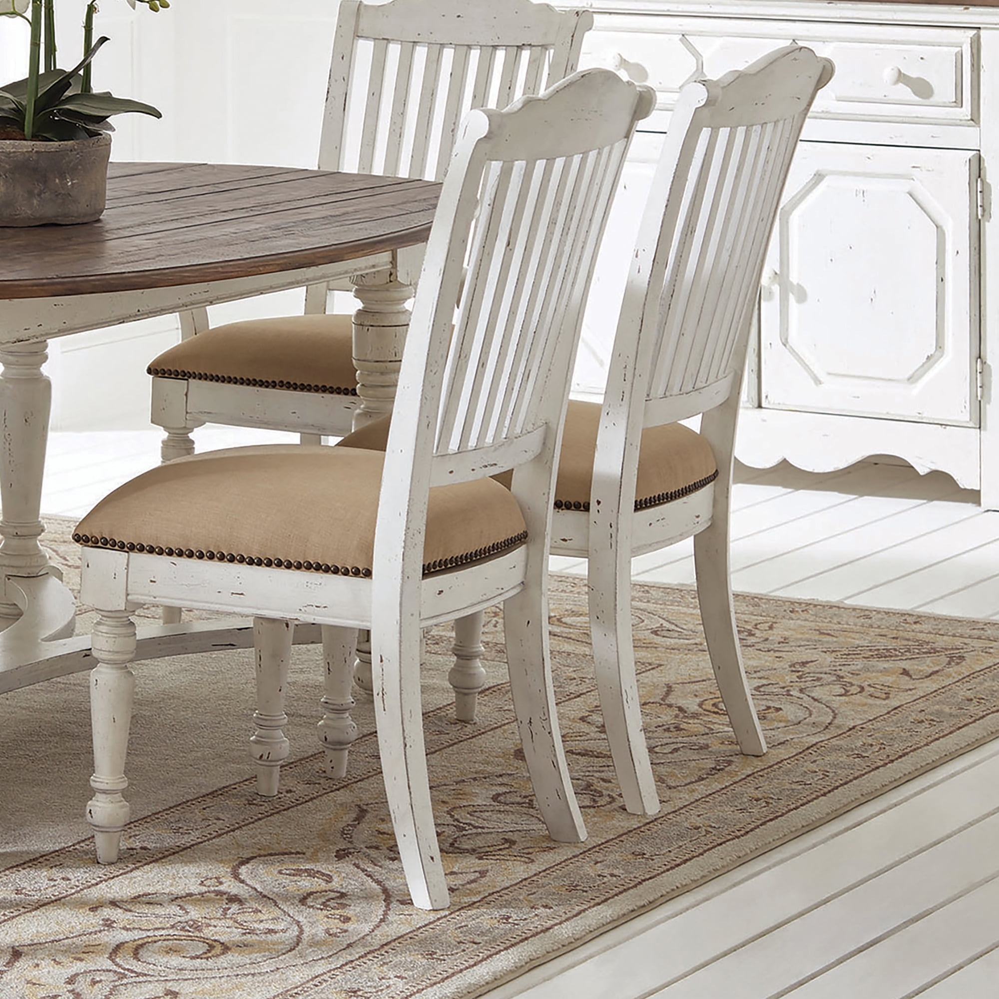 Coaster Simpson Vintage White Side Chair, Set of 2, Rustic Farmhouse ...