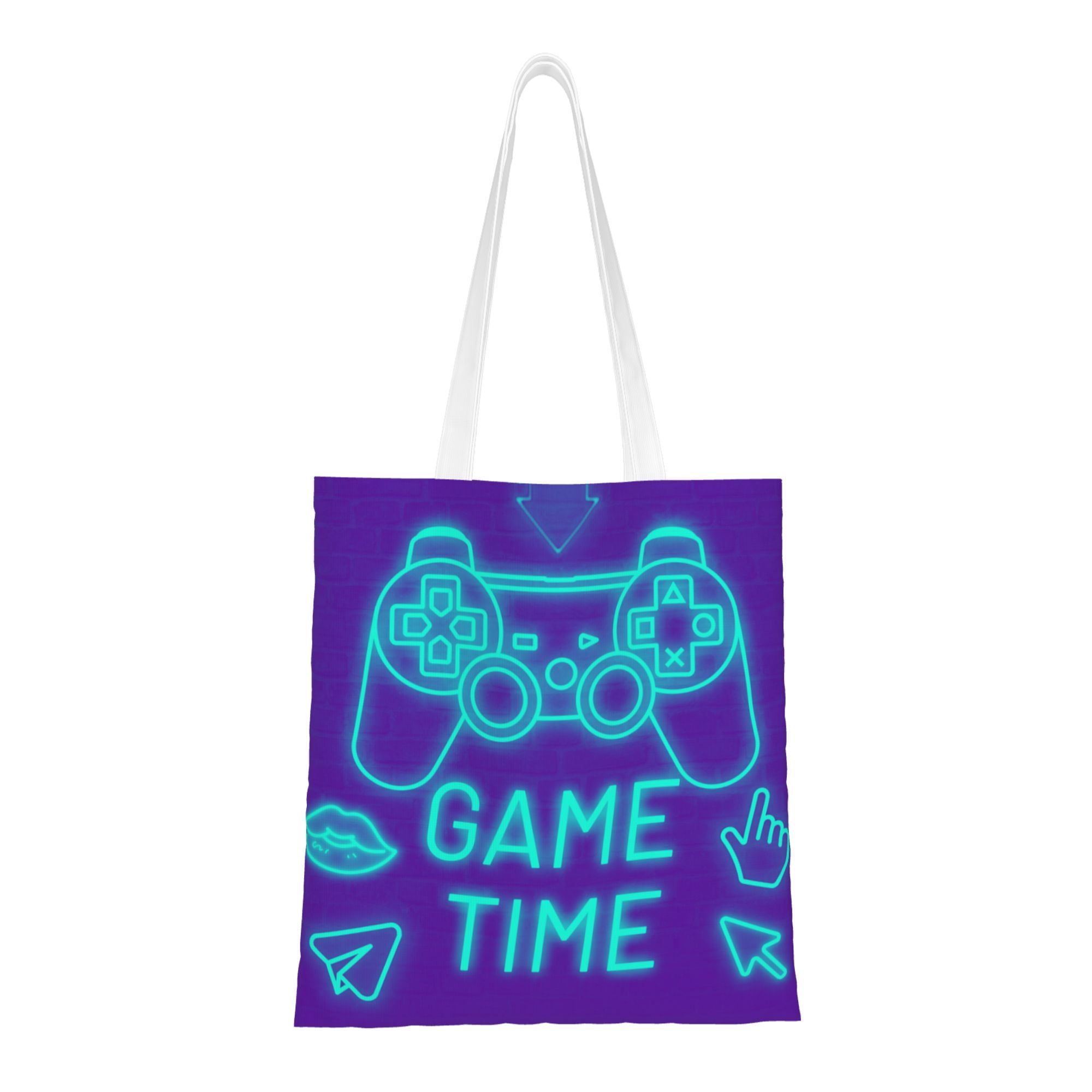 YFYANG Reusable Cotton Canvas Tote Shopping Bag, Purple Gamer Time ...