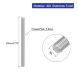 Uxcell 4Pack M5 x 70mm 0.8mm Pitch 304 Stainless Steel Fully Threaded ...