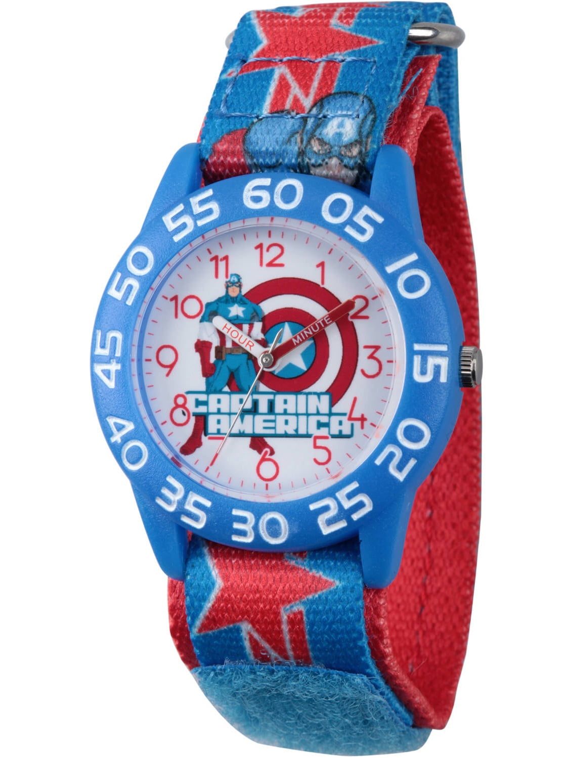 Avengers Assemble Captain America Boys' Blue Plastic Time Teacher Watch ...