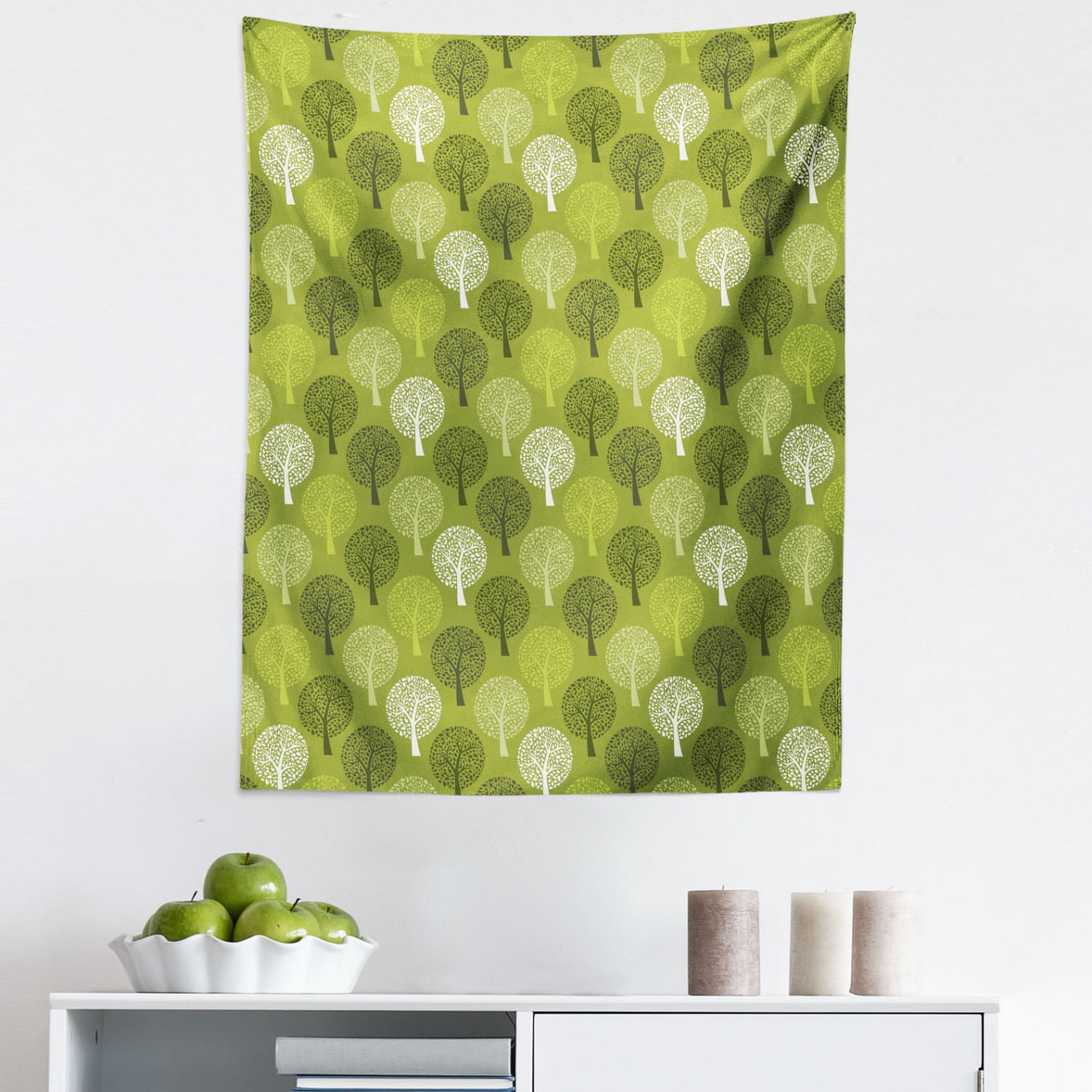 Leaves Tapestry, Repetitive Botanical Theme Abstract Trees Motifs Art ...