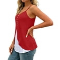 ClodeEU Women's V Neck Spaghetti Strap Front Button Split Cami Top ...