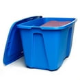Homz® 32 Gallon Plastic Storage Container, Blue Bin with Matching Lid ...