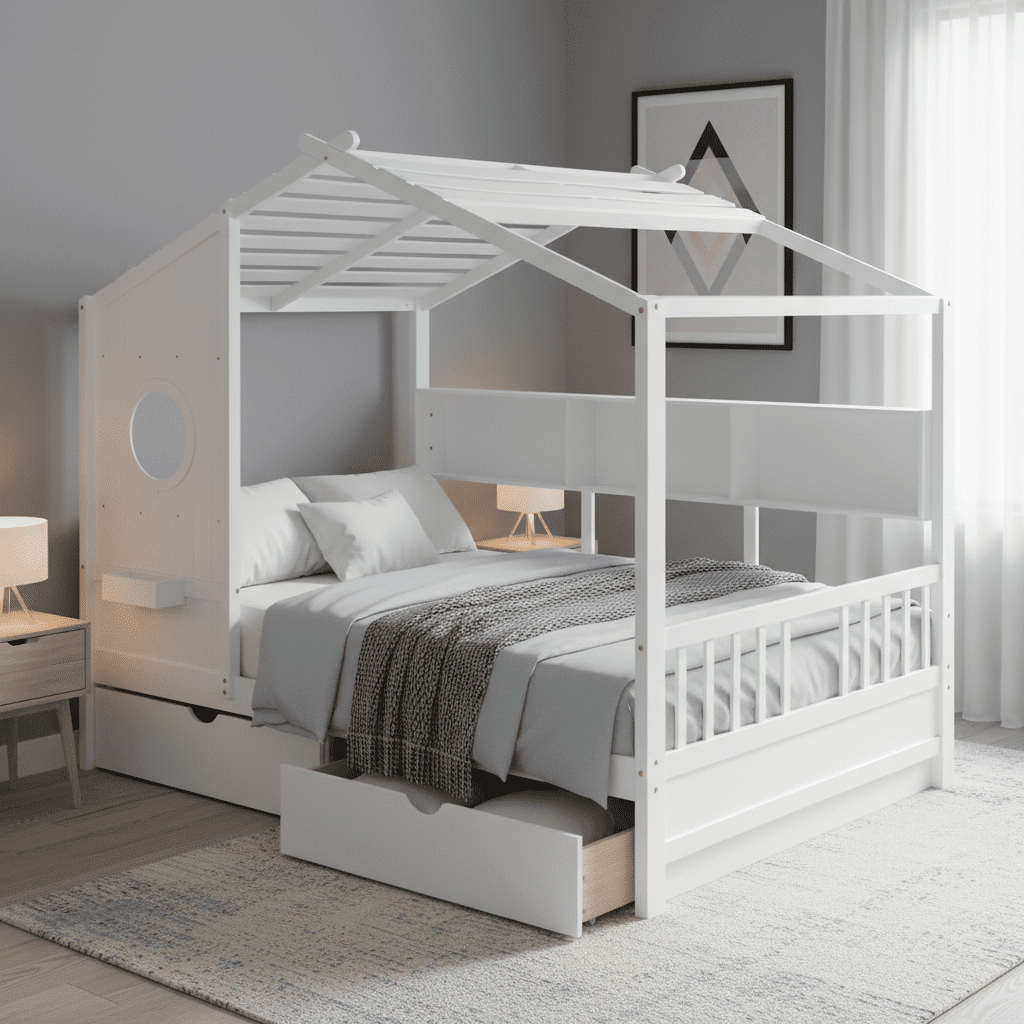 Click here for Homy Casa Denver Collection Solid Wood House Bed F... prices