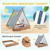 Costway Wooden Sandbox with Canopy Tent Design Fir Wood Frame 2 Bench ...
