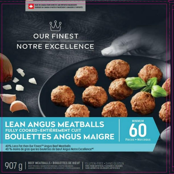 Our Finest Frozen Lean Angus Meatballs Appetizers, 60 Pieces, 907g ...