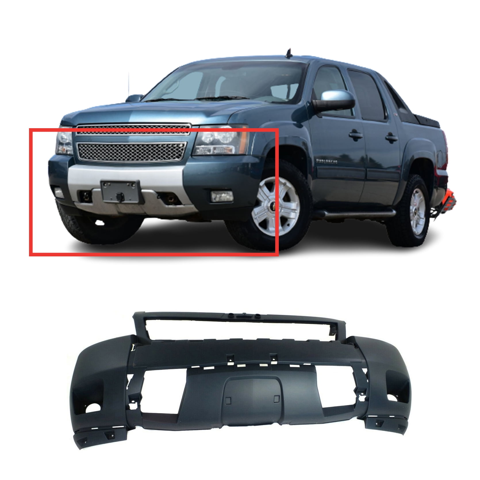 Front Bumper Cover For 2003-2006 Chevy Avalanche 1500 W/Body Clad ... Front Bumper Cover For 2003-2006 Chevy Avalanche 1500 W/Body Clad ...