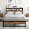 FONIRRA Full Size Industrial Metal Platform Bed Frame with Charging ...