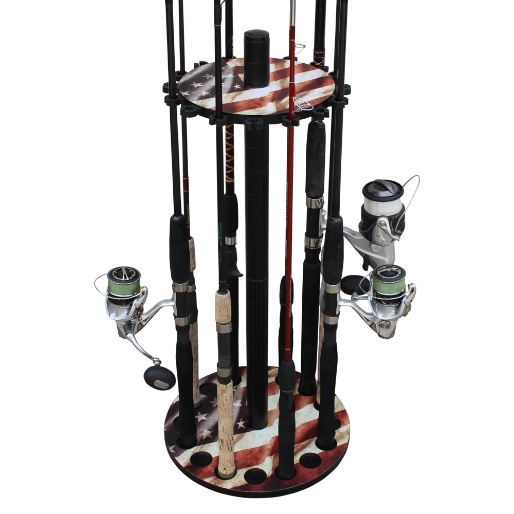 Rush Creek Creations 16 Round Fishing Rod/Pole Storage Rack Americana ...