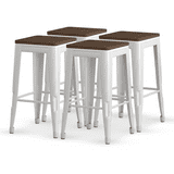 "ZAFLY 26"" Indoor/Outdoor Bistro Metal Bar Stool, Backless with Wood Seat, Stackable Bar Chair ...