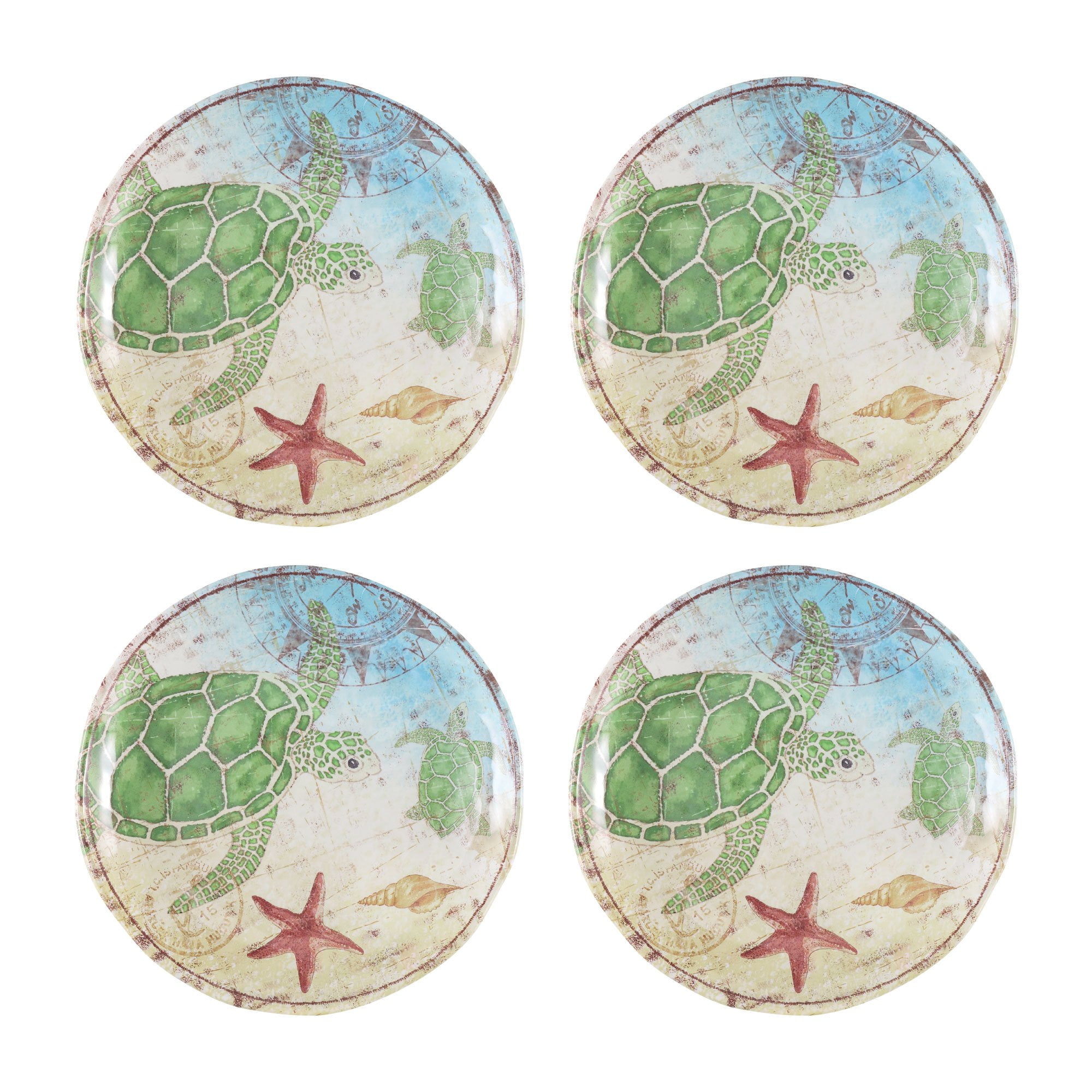 Gourmet Art 4-Piece Sealife Turtle Heavyweight and Durable Melamine 6 ...