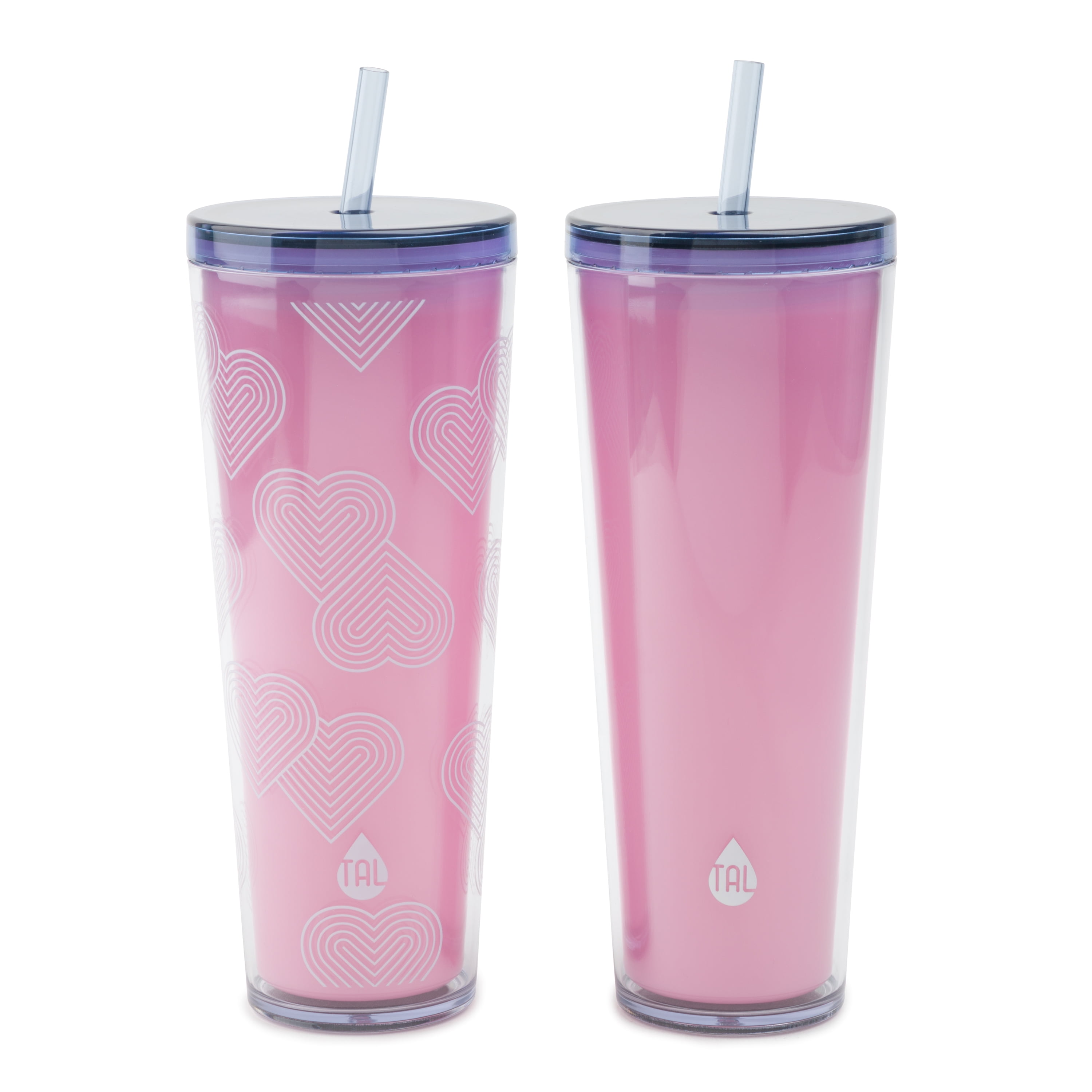 TAL Double Walled Color Changing Tumblers 2 Pack, 24 fl oz, Heart Pink ...