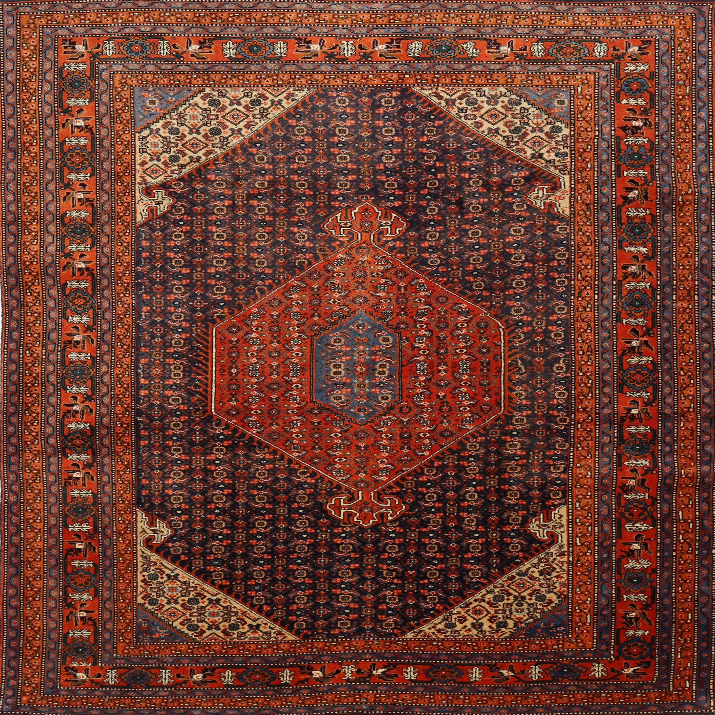 Ahgly Company Indoor Square Traditional Sienna Brown Persian Area Rugs ...