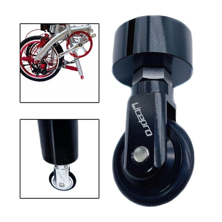 Folding Bike Seatpost 33.9mm Seat Post Mounted Roller Casters Black ...