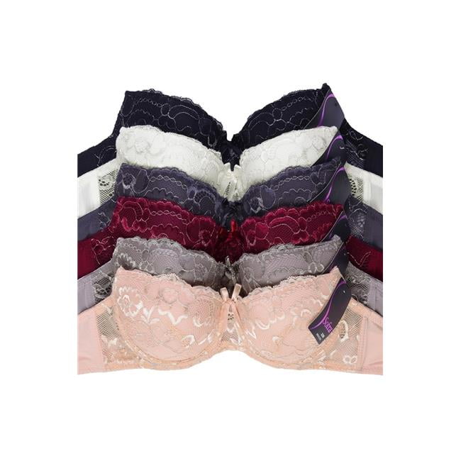 Sofra BR4228L - 38B Womens Allover Lace Demi Coverage Bra with ...
