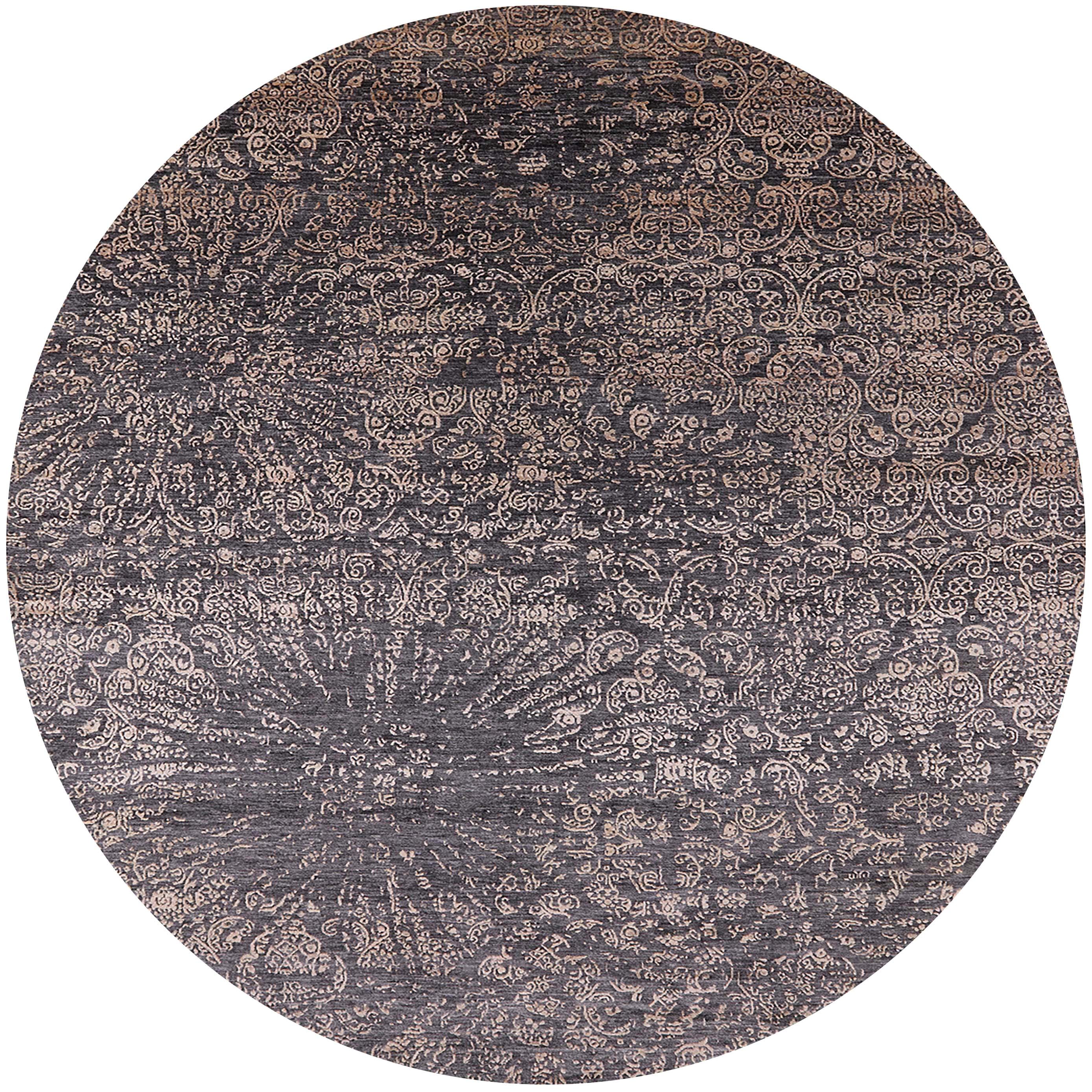 Ahgly Company Indoor Round Mid-Century Modern Black Eel Black Oriental ...