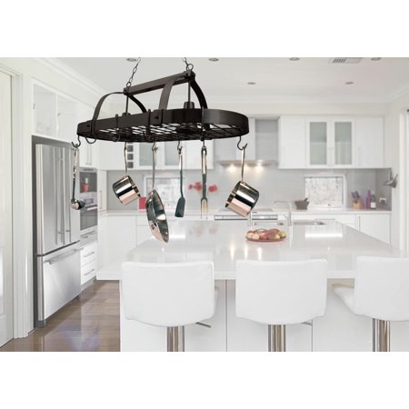 Elegant Designs 2 Light Kitchen Pot Rack with Downlights - Walmart.com ...