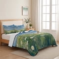 78x90in Quilt Bedding Set, Country Flower Daisy Green Grass Lightweight ...
