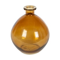 6" Green Translucent Glass Indoor Tabletop Vase with Natural Rattan ...