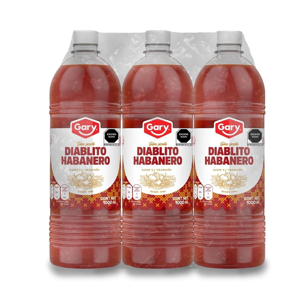 Salsa habanero Gary Diablito rojo 3 pack 1 lt | Walmart en línea