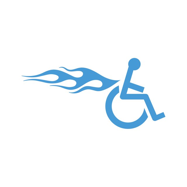 Right Facing Wheelchair with Flames Sticker Decal Die Cut - Self ...