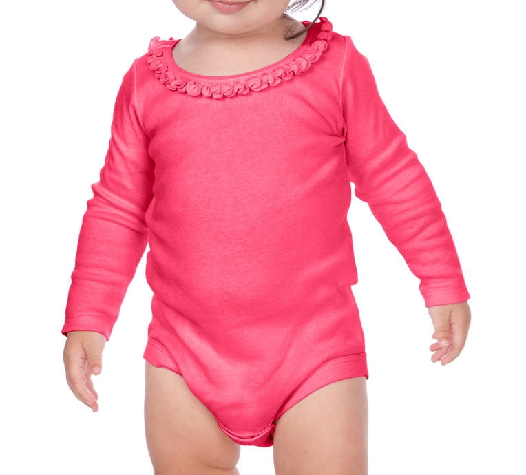 Kavio I1C0589 Infants Sunflower Long Sleeve Bodysuit-Hot Pink-18M ...