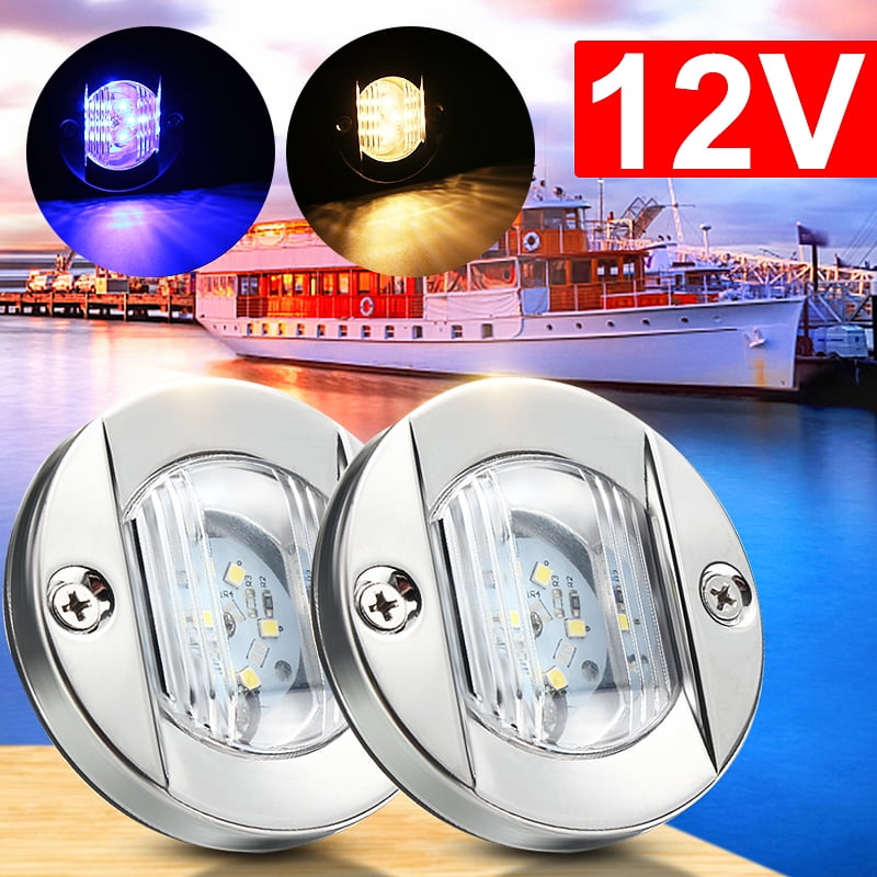 12V LED Marine Boat Yacht Stern Lights Chrome Transom Mount Navigation ...
