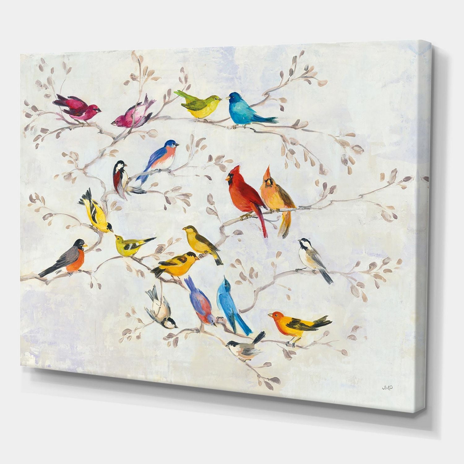 Click here for Designart Multi-Color Bird On Tree Canvas Wall Art... prices