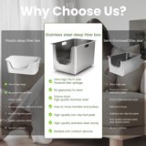 Ptlom Stainless Steel Litter Box with 13.7'' High Sides Anti-Splashing ...