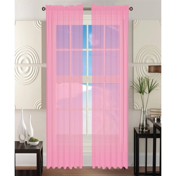 Decotex 2 Piece Elegant Solid Sheer Window Curtain Panels Treatment ...