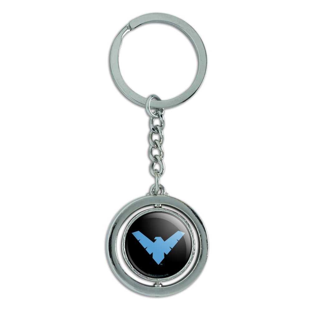 Batman Nightwing Logo Keychain Spinning Round Chrome Plated Metal ...