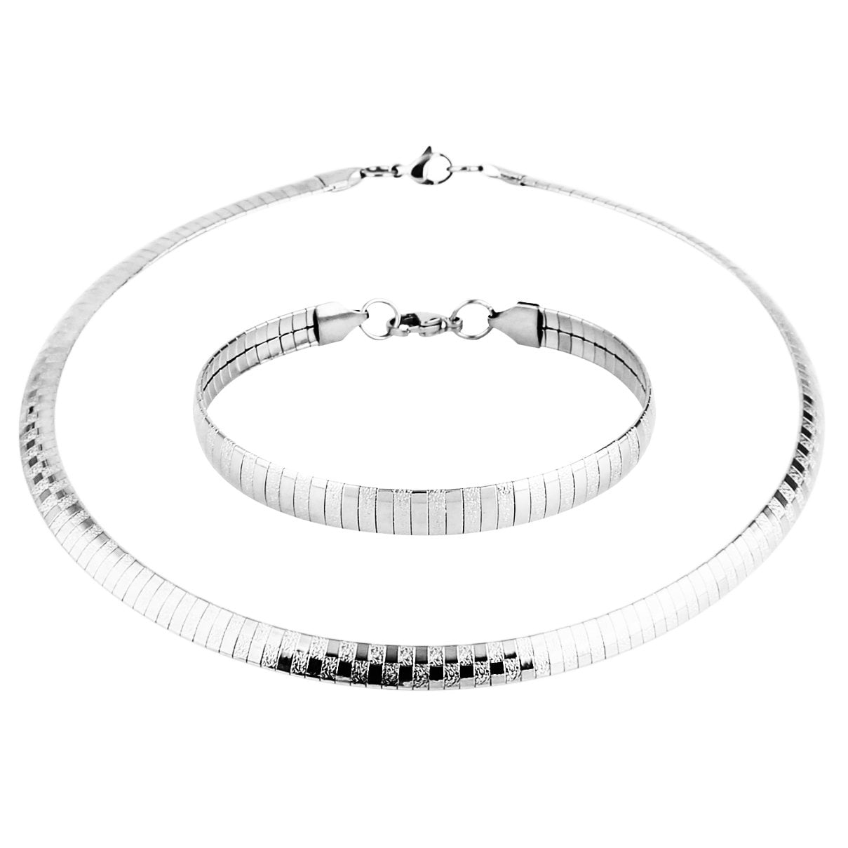 HZMAN Stainless Steel Omega Chain 8mm Solid 18 inch Necklace and 8.5 ...
