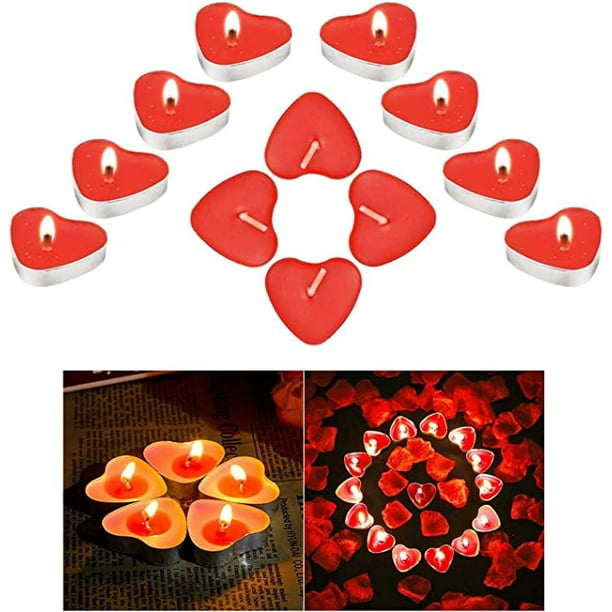 9 velas románticas, velas en forma de corazón, velas decorativas en ...