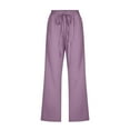 Boyscolos Pants for Women Linen Casual Summer Beach Vacation Straight ...