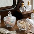 Clear Glass Candy Jar with Lid Diamond Cut Decorative Storage Container ...